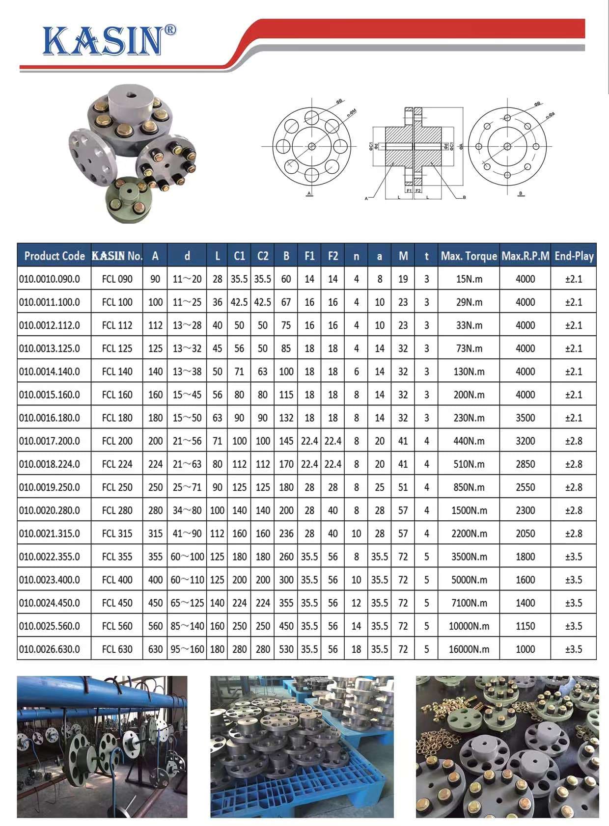 Power Transmission Cone Ring Flexible Shaft Coupling FCL Coupling Pin ...